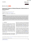 Immanent Critique in Political Education: Indoctrination or Emancipation?